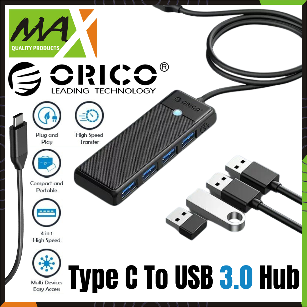 ORICO USB HUB 3.0 4 PORTS PAPW4A-C3-015-BK-EP BLACK COLOR | LATEST USB ...