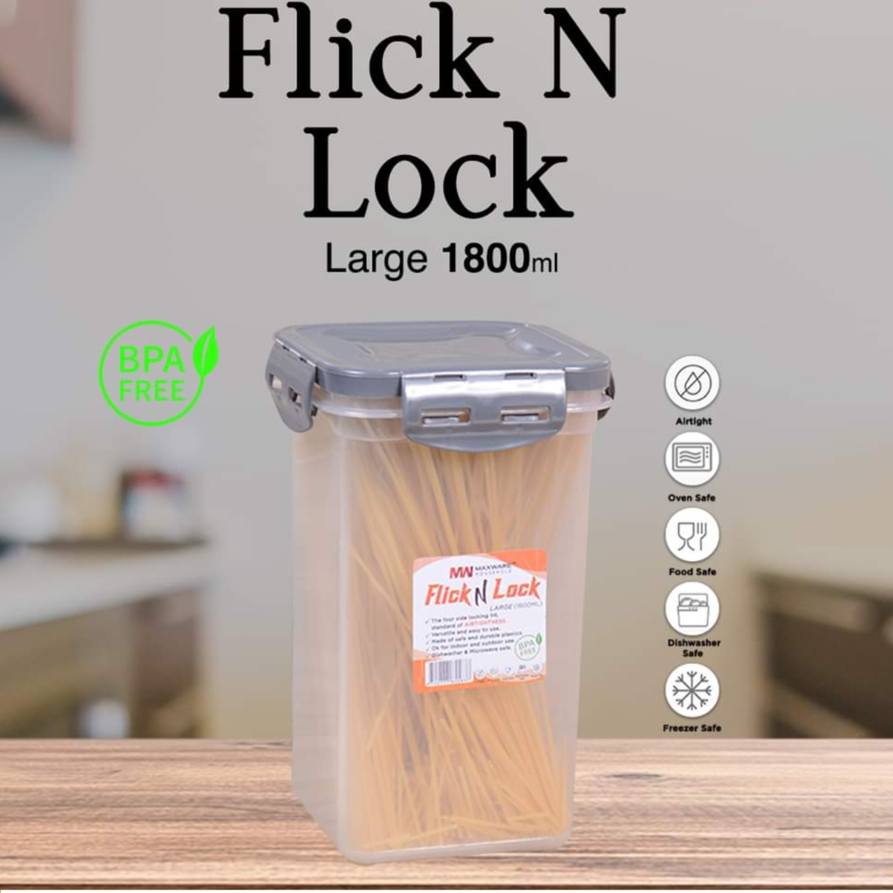 Kasana Traders Flick n' Lock SecureSeal Airtight Container for Long ...