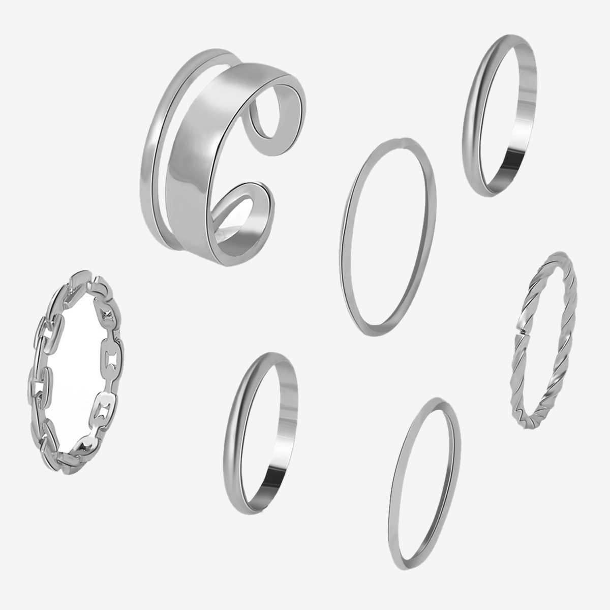 Simple Hip Hop Retro Index Finger Ring Adjustable 7Pcs/Set Rings | Daraz.pk