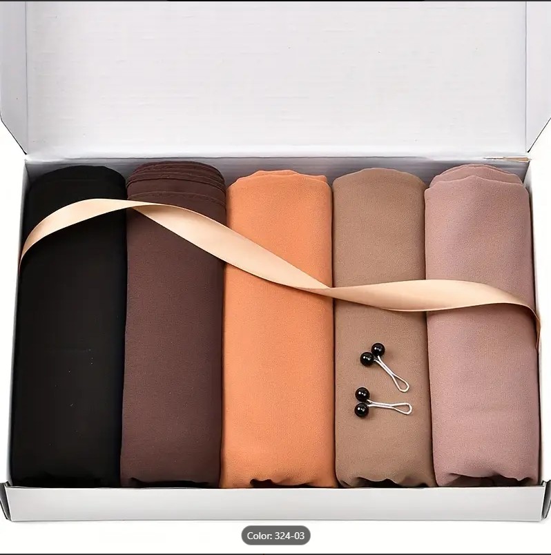 Pack of 5 chiffon hijab scarf stoller / Plain Chiffon Goergett Hijab ...