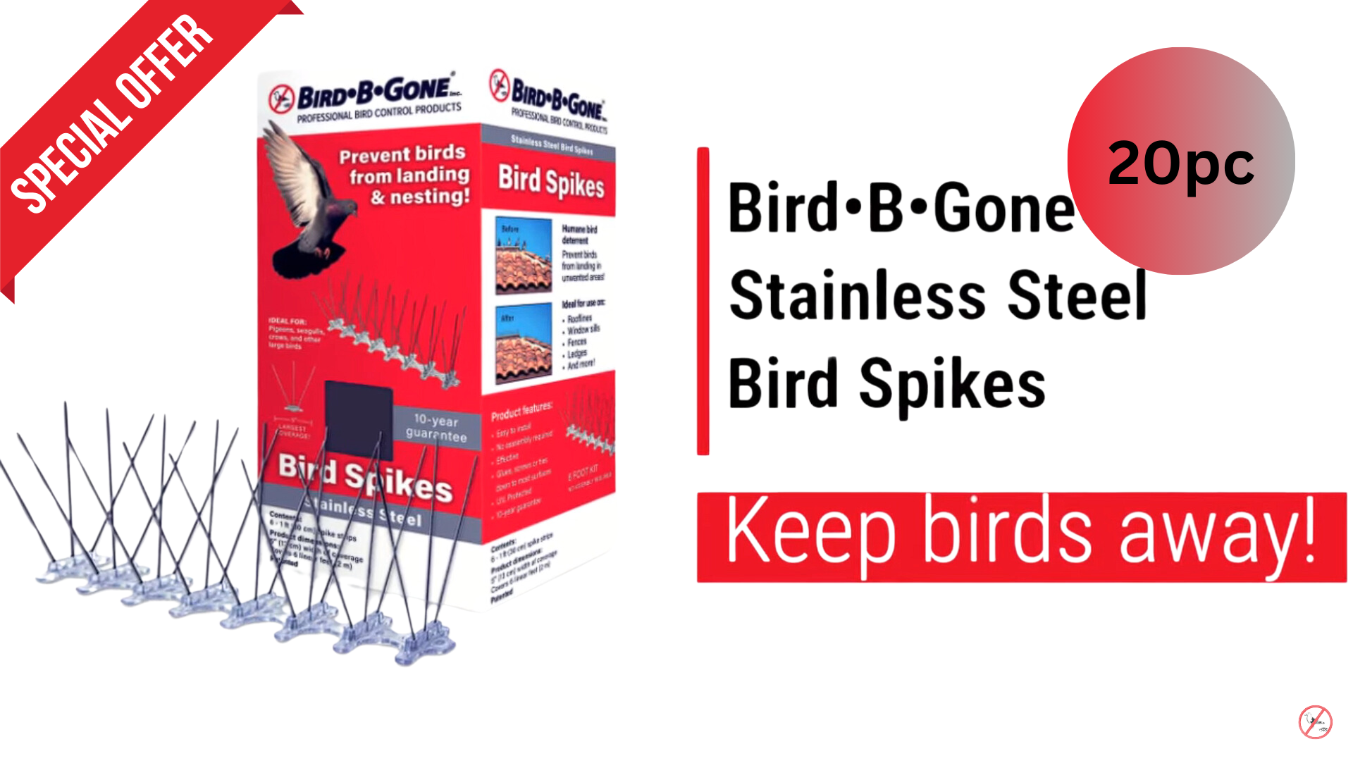 Defender Birds Spikes Fence Wall Pigeon Protector Repeller Deterrent ...