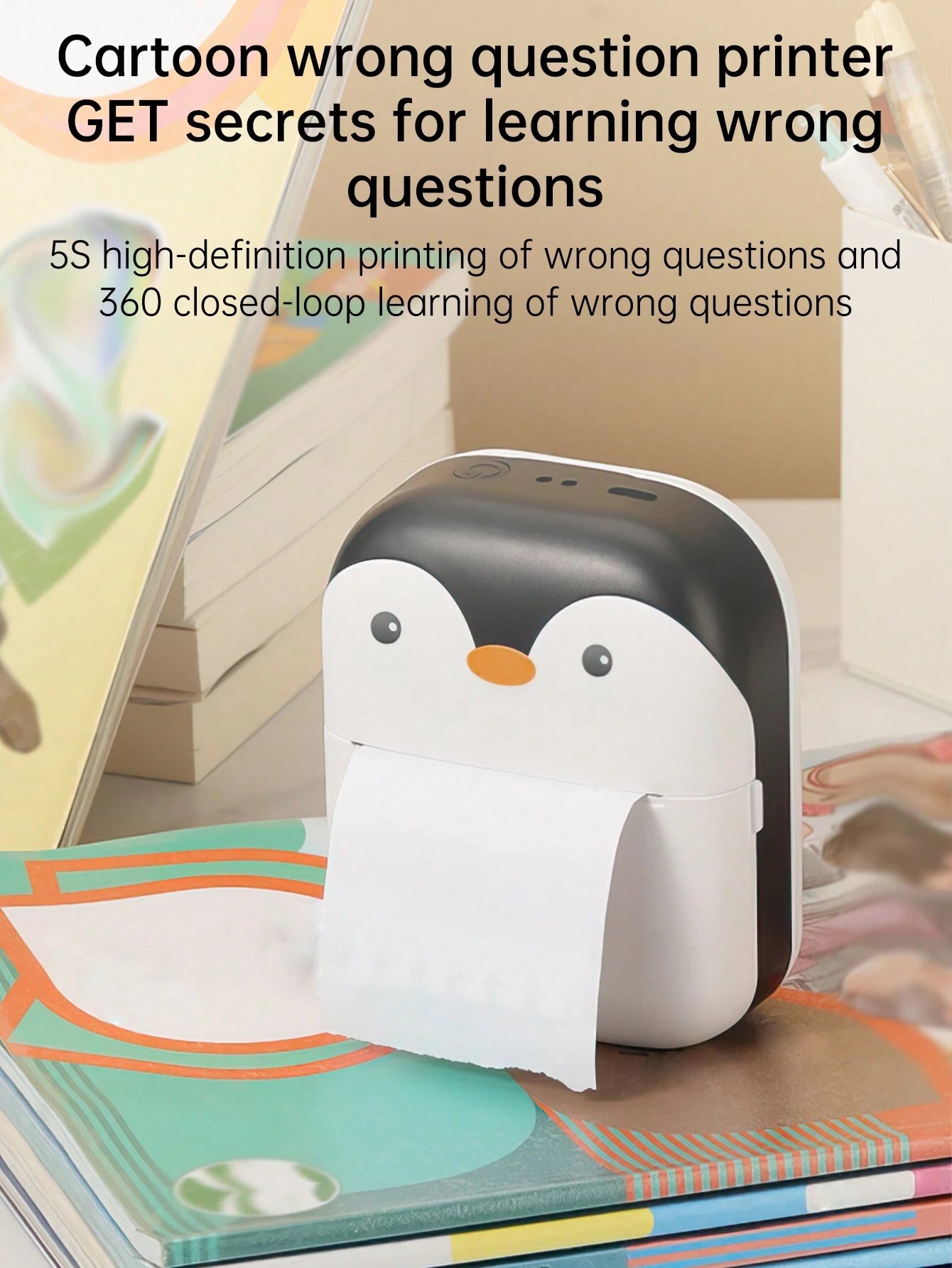 Mini printer C9 Small Portable Rechargeable Printer With Cute Penguin ...