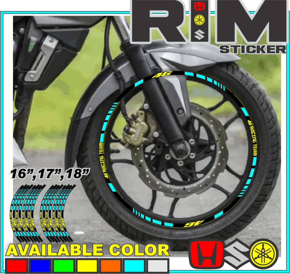 Universal Rim Reflective Stickers for All Bikes (Front & Back Wheels ...