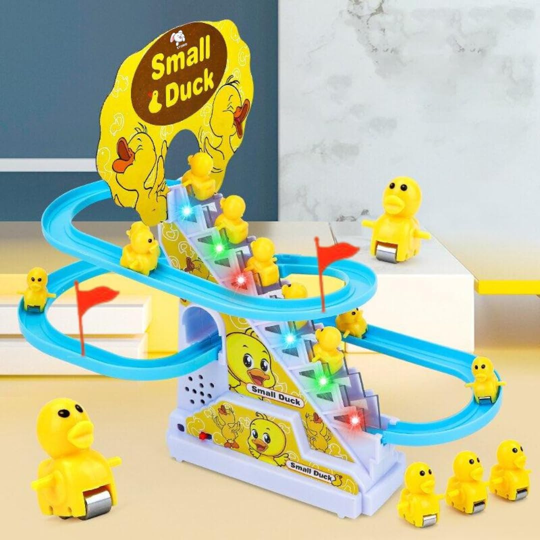 Duck Slide Toy Set, Funny Automatic Stair-Climbing Ducklings Cartoon ...