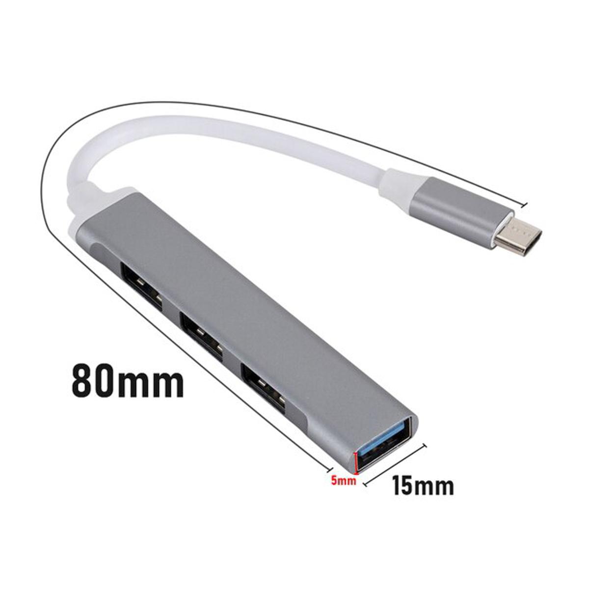 Portable Usb Type C Hub Extender Aluminum Alloy 4 Ports Multi Splitter ...
