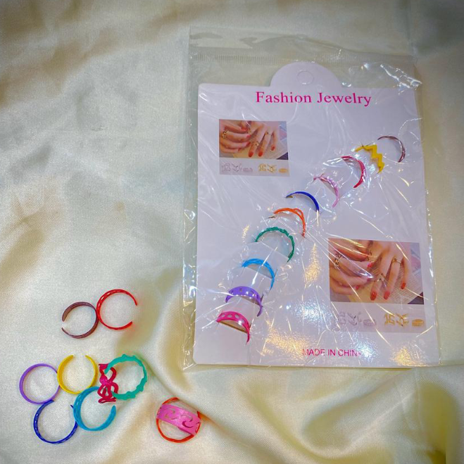 Pack of 10 Stainless Steel Black, Gold and Silver Rings For women Girls ...