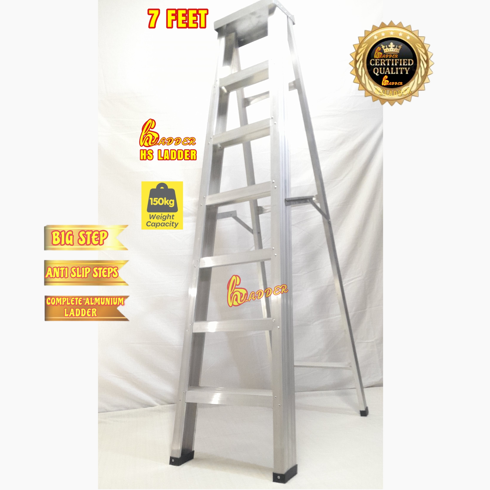 Step Ladder Almunium Big Step Foldable Stairs 7 Feet Height Light ...