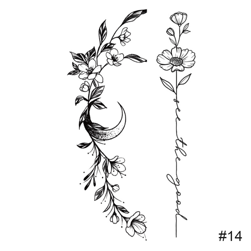 JM Temporary Small Fresh Black Tattoo Stickers Waterproof Long Lasting ...