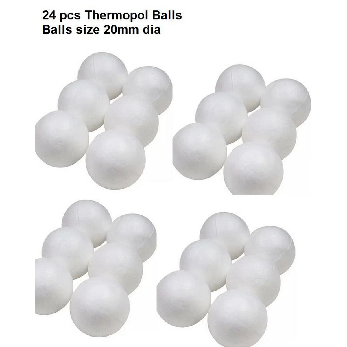 Thermocol (Thermopol) Balls size 2 cms dia (20mm) , set of 24pcs | Daraz.pk
