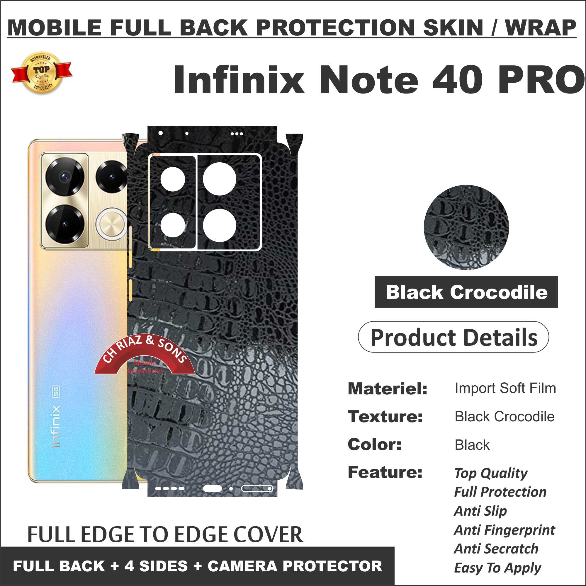 INFINIX NOTE 40 pro FULL BACK 360 premium Protection Skin Wrap full ...