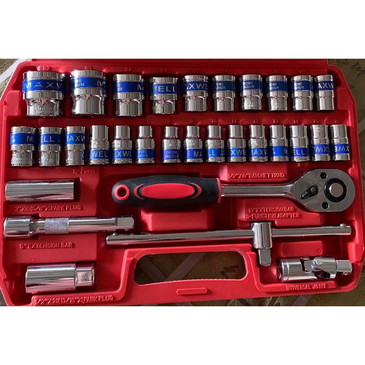 32 in 1 Heavy Duty Multi Purpose Tool Kit Set, Wrench 1/2" Socket Set ...