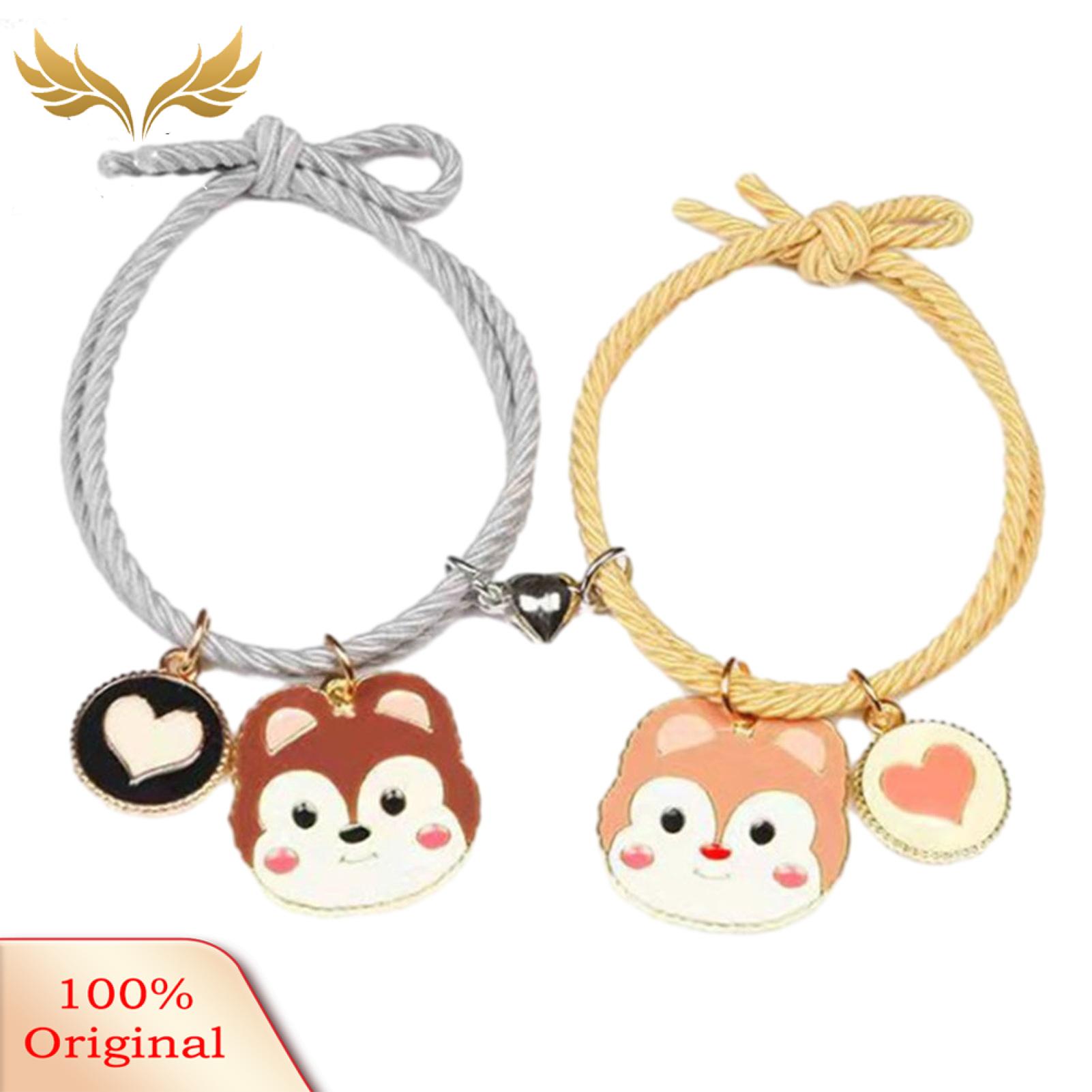 Super Romantic 2pcs/pair Magnet Couple Bracelet Lovers Cute Cartoon ...