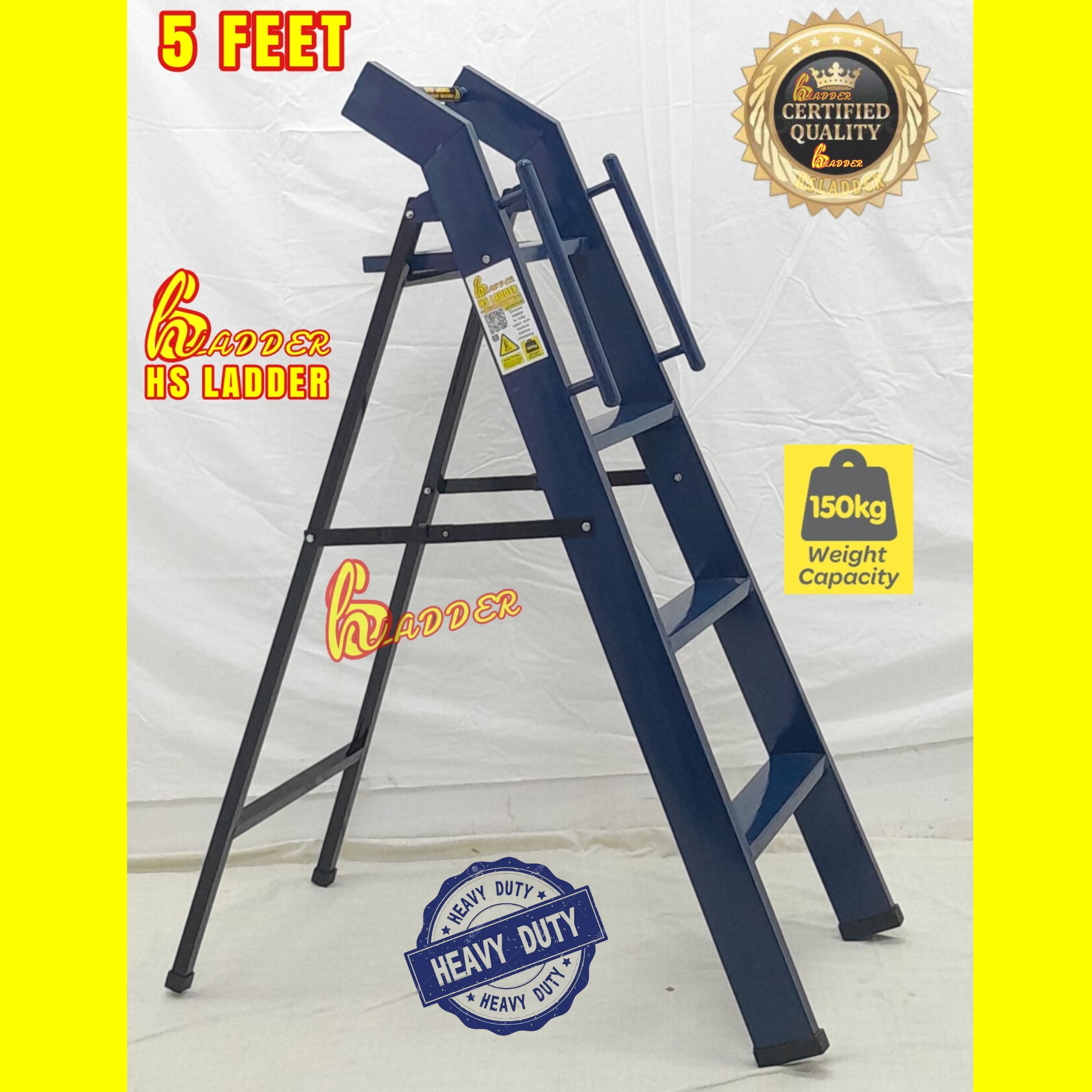 Iron Folding Ladder 5 Feet Plateform _Side Handle Attach Ladder | Daraz.pk