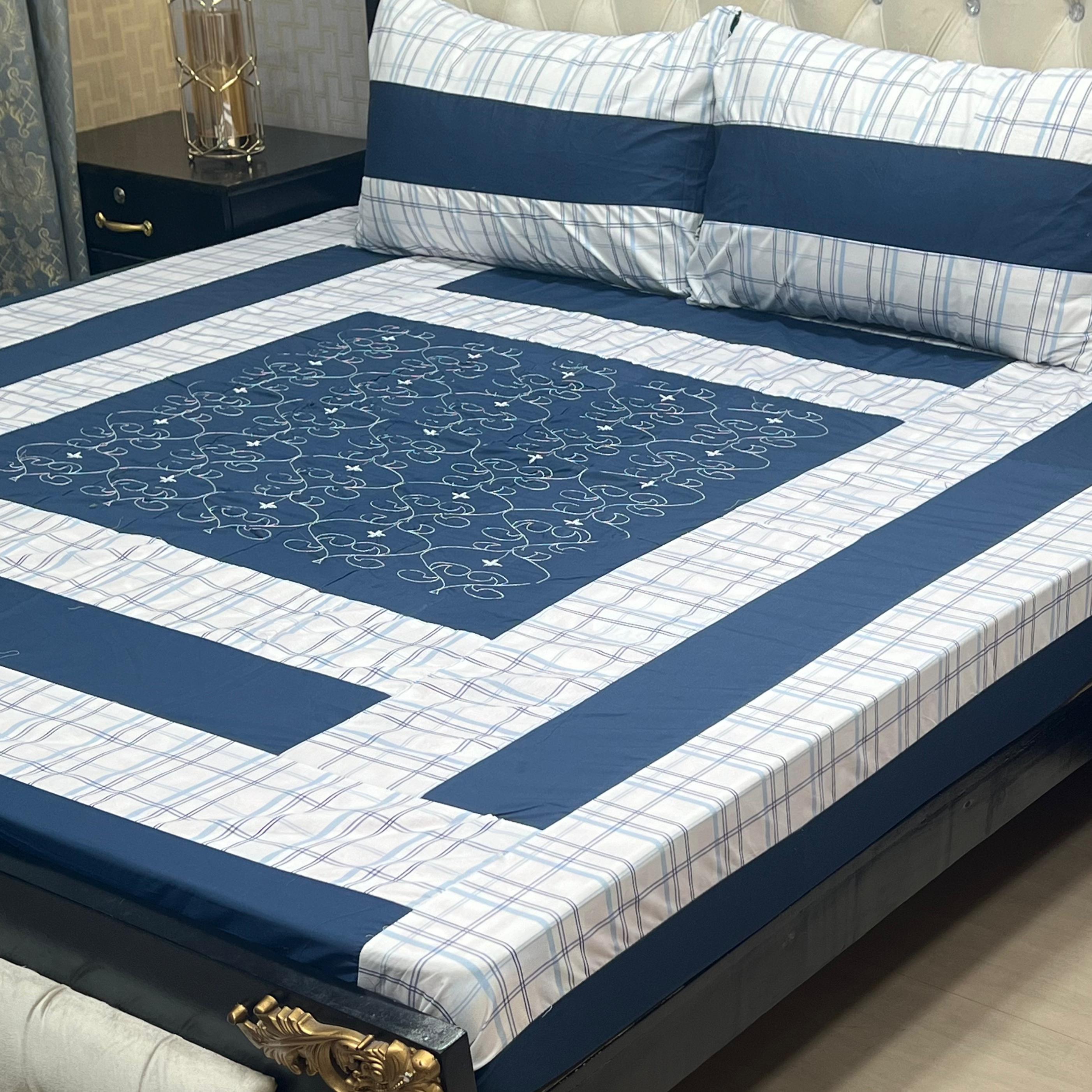 DESION Embroidered Bed Sheet Set KIng Size Patch Work Bed Sheet | Daraz.pk