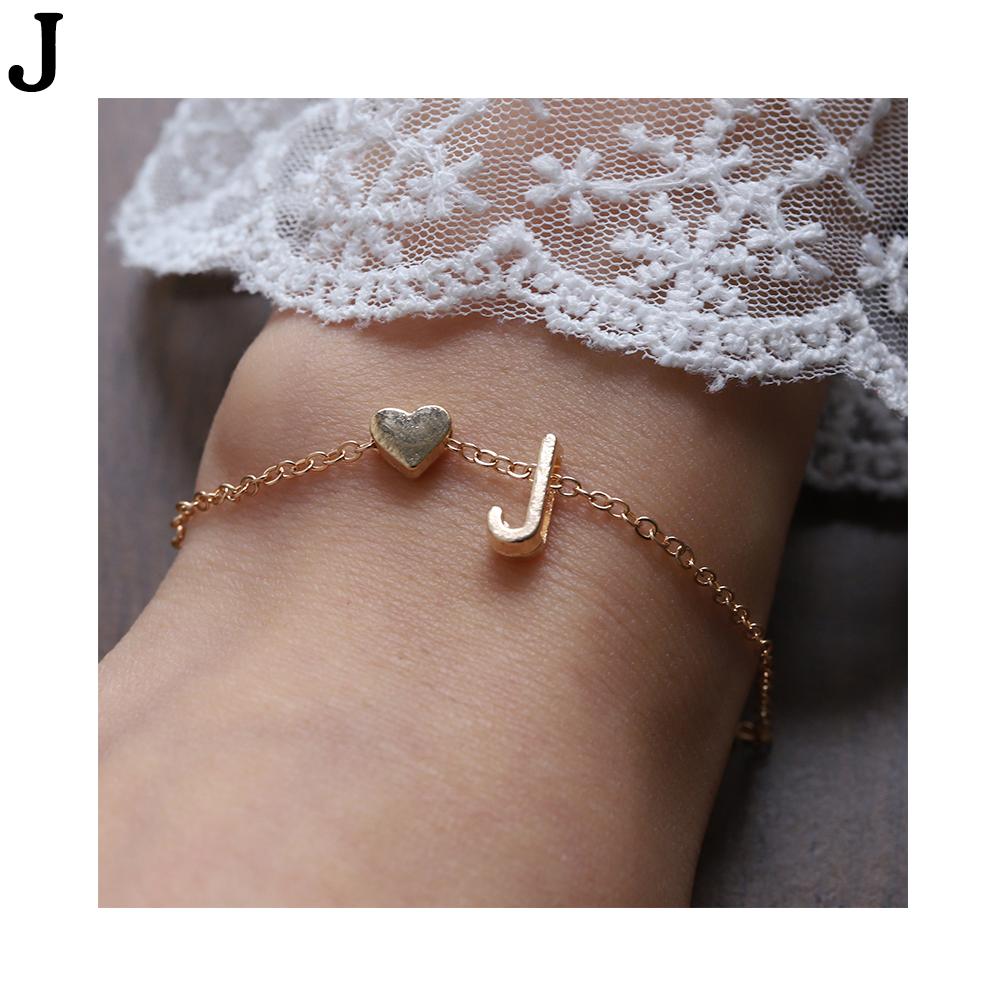 26 English Initial Letter Bracelets For Lovers Women Men Heart-shaped ...