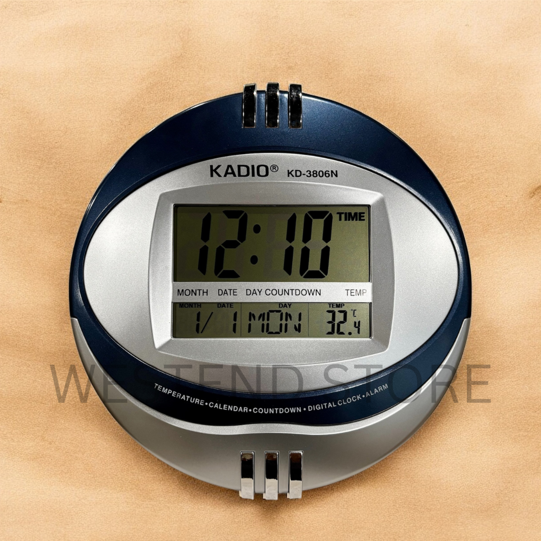 KADIO 3806N DIGITAL WALL AND TABLE CLOCK WITH DAY DATE TEMPERATURE ...