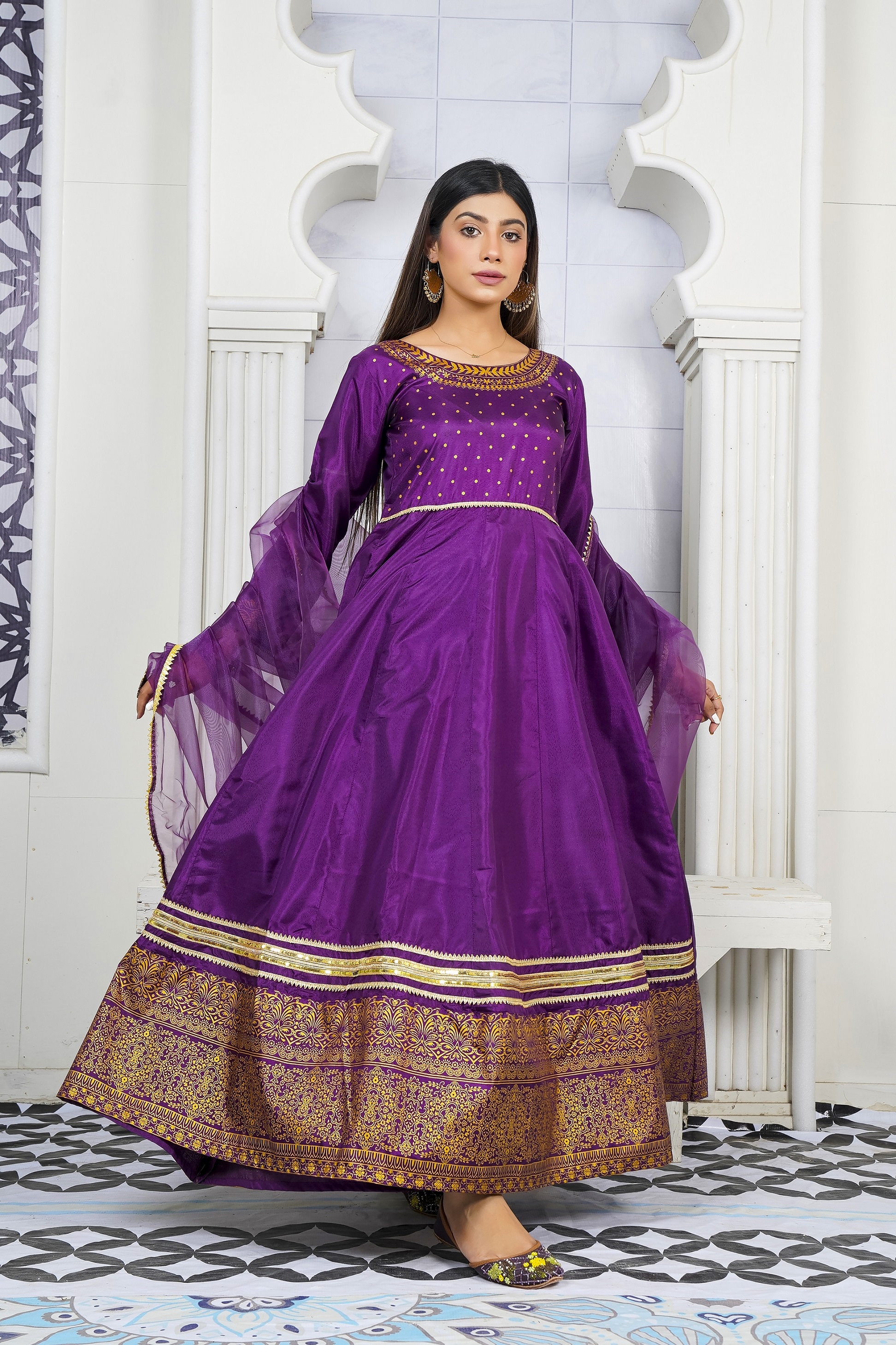 Raas Pret Fully Block Print Frock With Heavy Border And Dupatta With ...