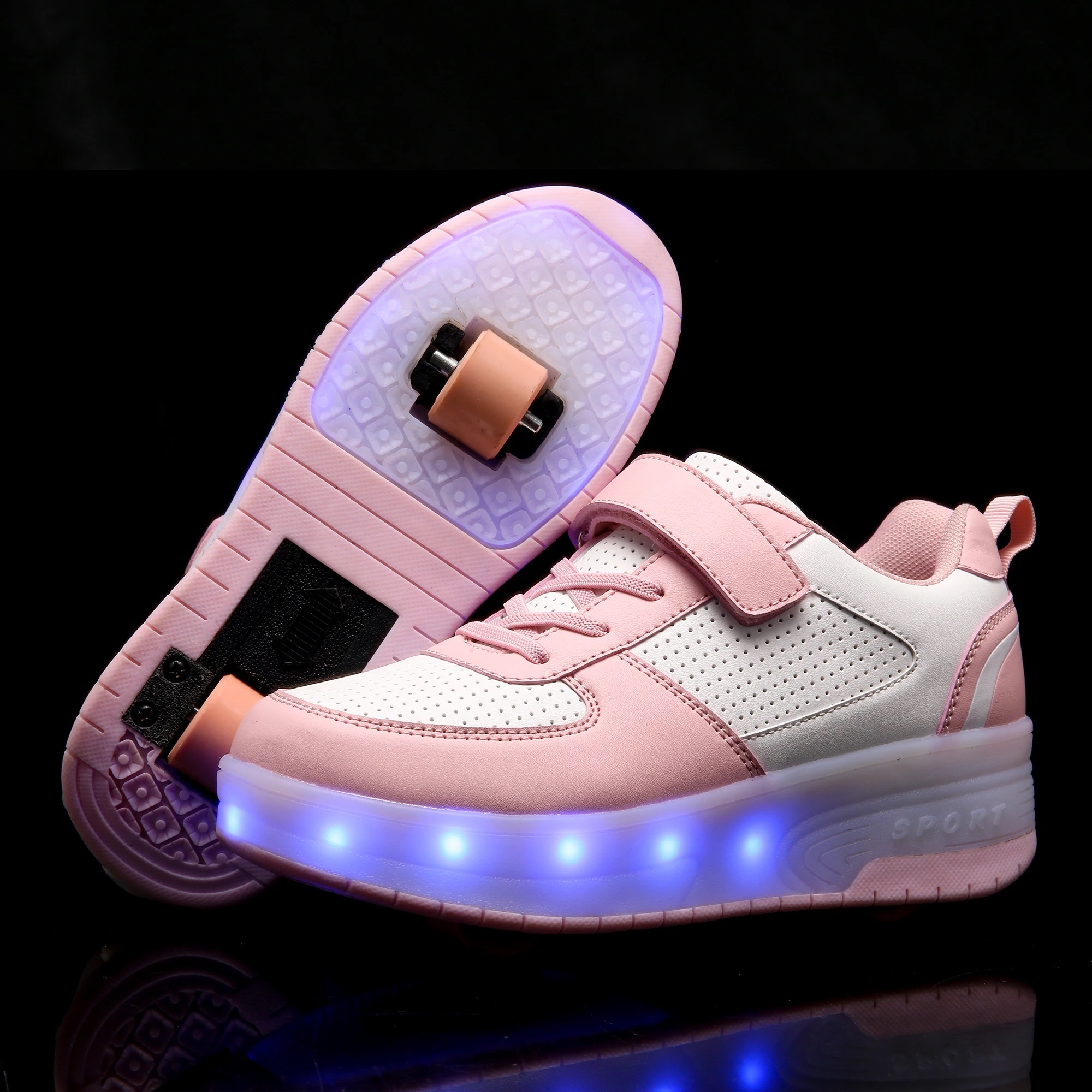 Sneakers Heels Led Light Roller Skate Shoes | Daraz.pk