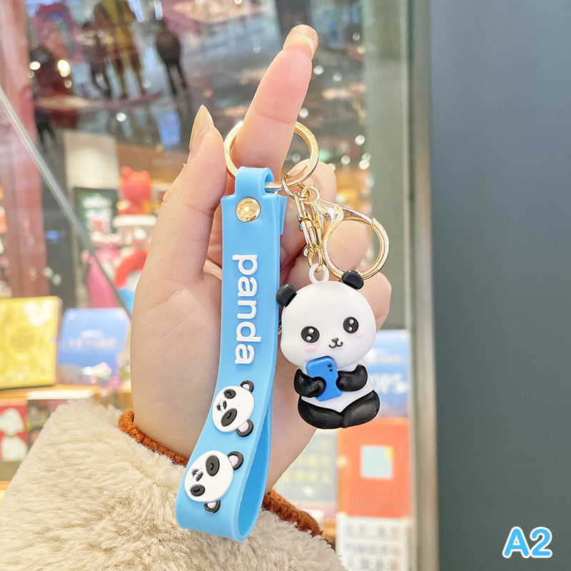 Cute Panda Cartoon Keychain Kawaii Animal Pendant Keyring Bag Charm Car ...