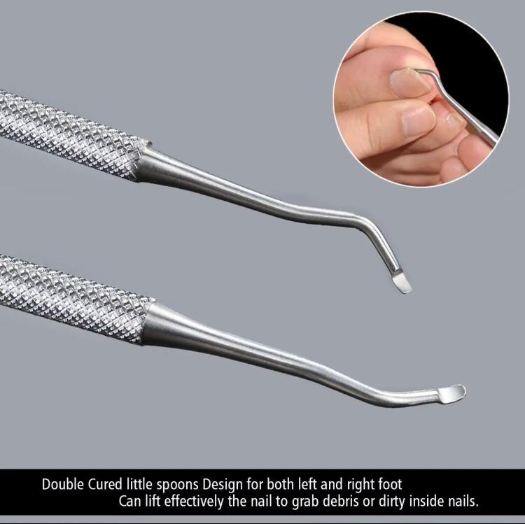 (Pack of 2) Professional Stainless Steel Cuticle Spoon Pusher Double ...