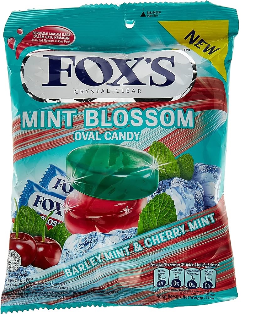 Fox's Crystal Clear Mint Blossom, Oval Candy, Barley mint & Cherry mint ...