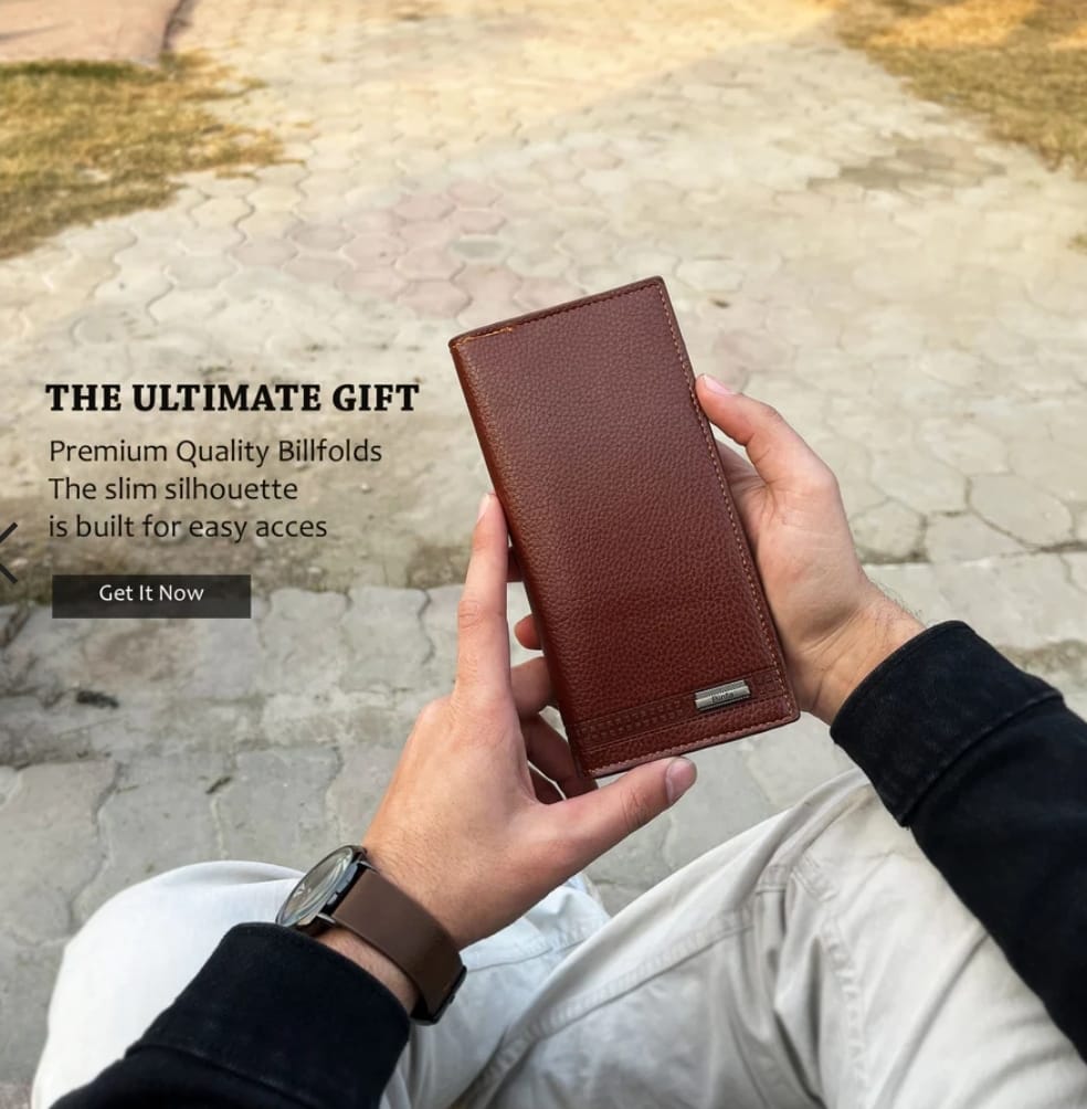 New Trendy PU Leather Long Wallet For Men Cash And Card Holder With Box ...