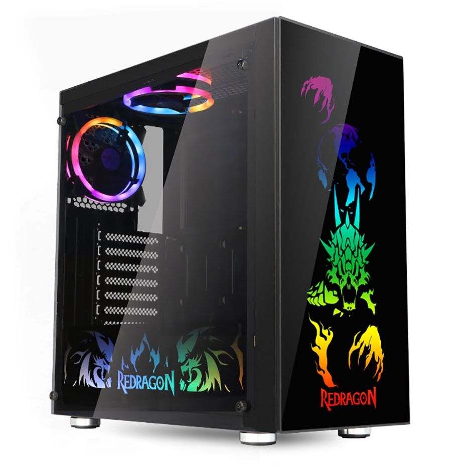 Redragon Steeljaw GC-608 Tempered Glass Gaming PC Case with RGB ...