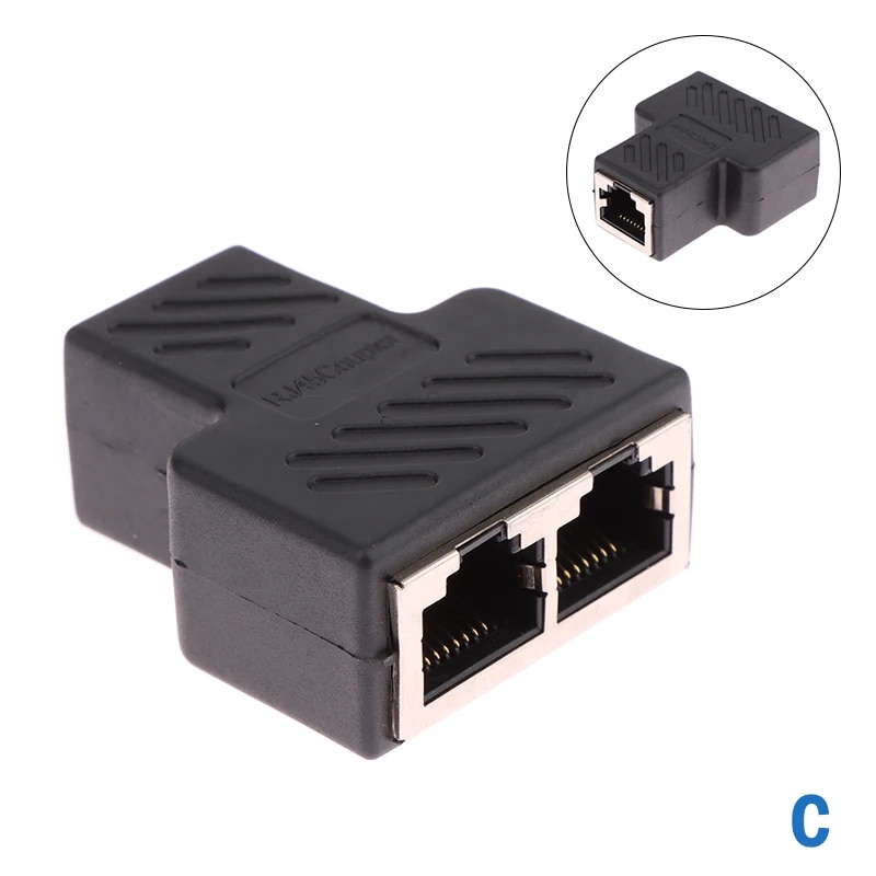 RJ45 1 To 1/2 LAN Ethernet Network Cable Female Splitter Adapter ...