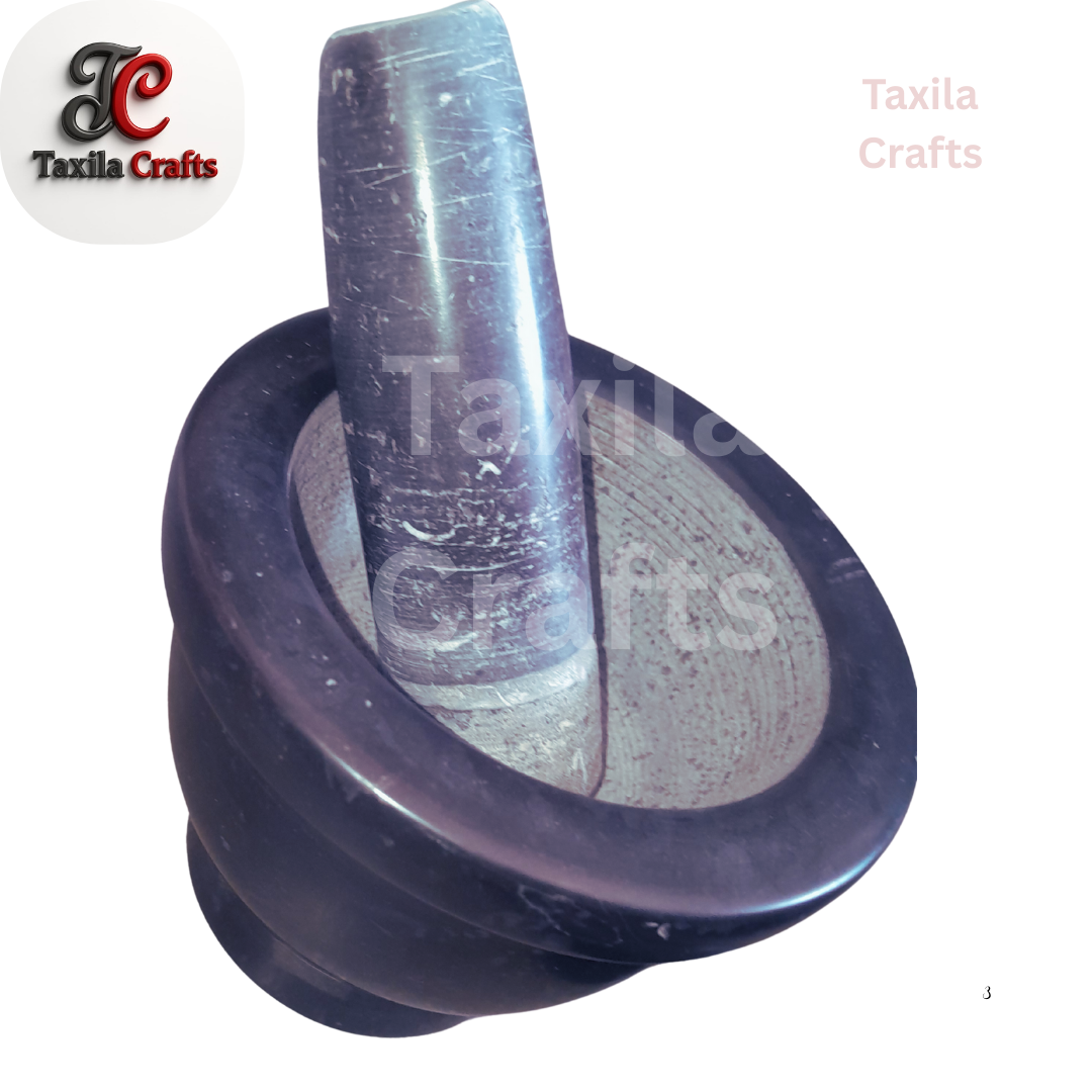 Taxila Crafts Medium Black Stone Imam Dasta | Mortar & Pestle | Kundi ...