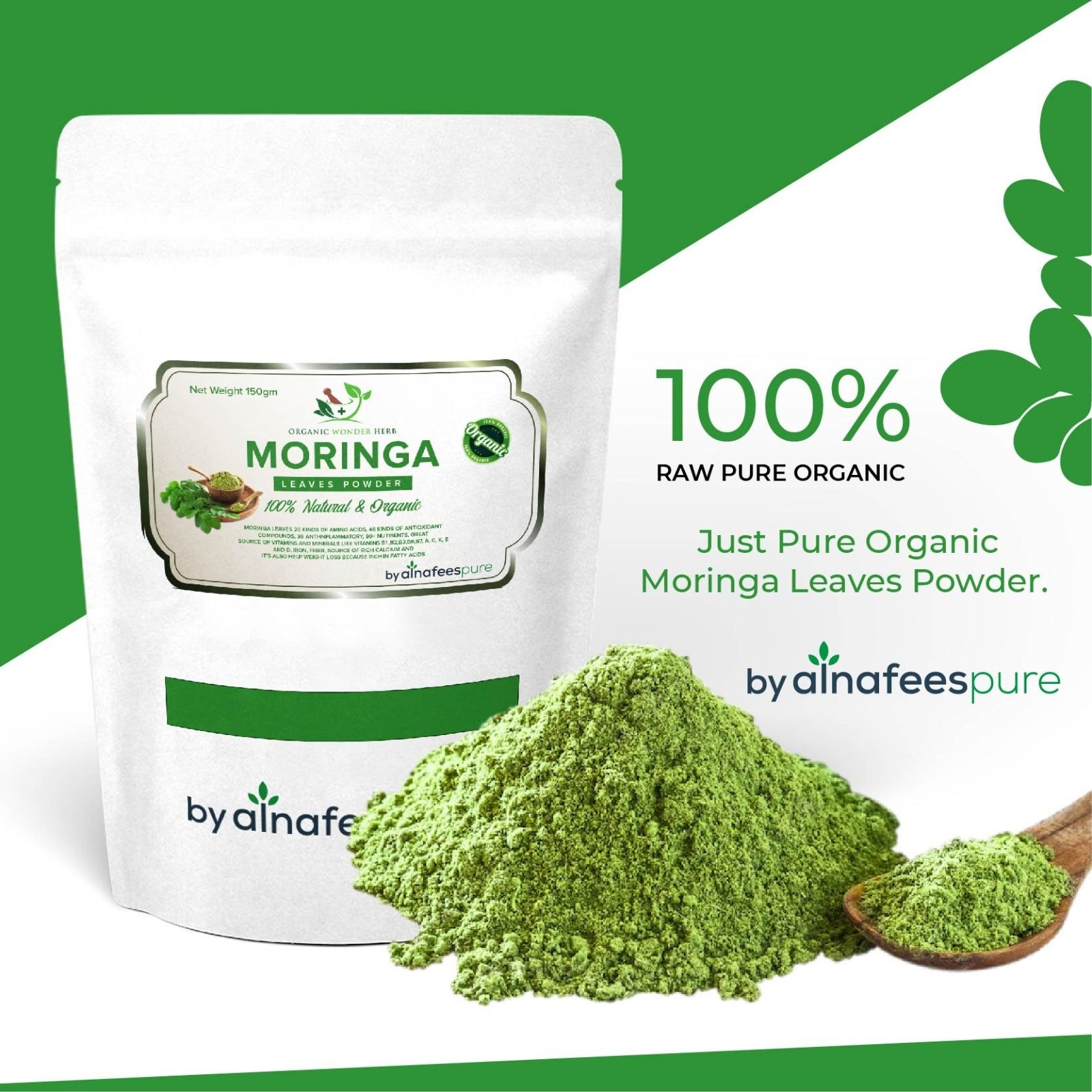 Moringa Leaf Powder Organic 150 Gram 100% Natural Moringa Powder ...