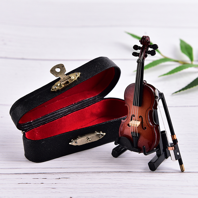 Mini Violin Miniature Musical Instrument Wooden Model with Support and ...
