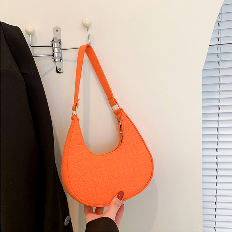 Felt Stone Pattern Underarm Bag Casual Shoulder Handbag Bag For Women ...