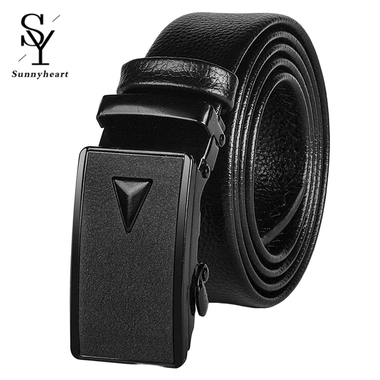 Sunnyheart Men Belts PVC Leather Belts Automatic Buckle Belt Men’s ...