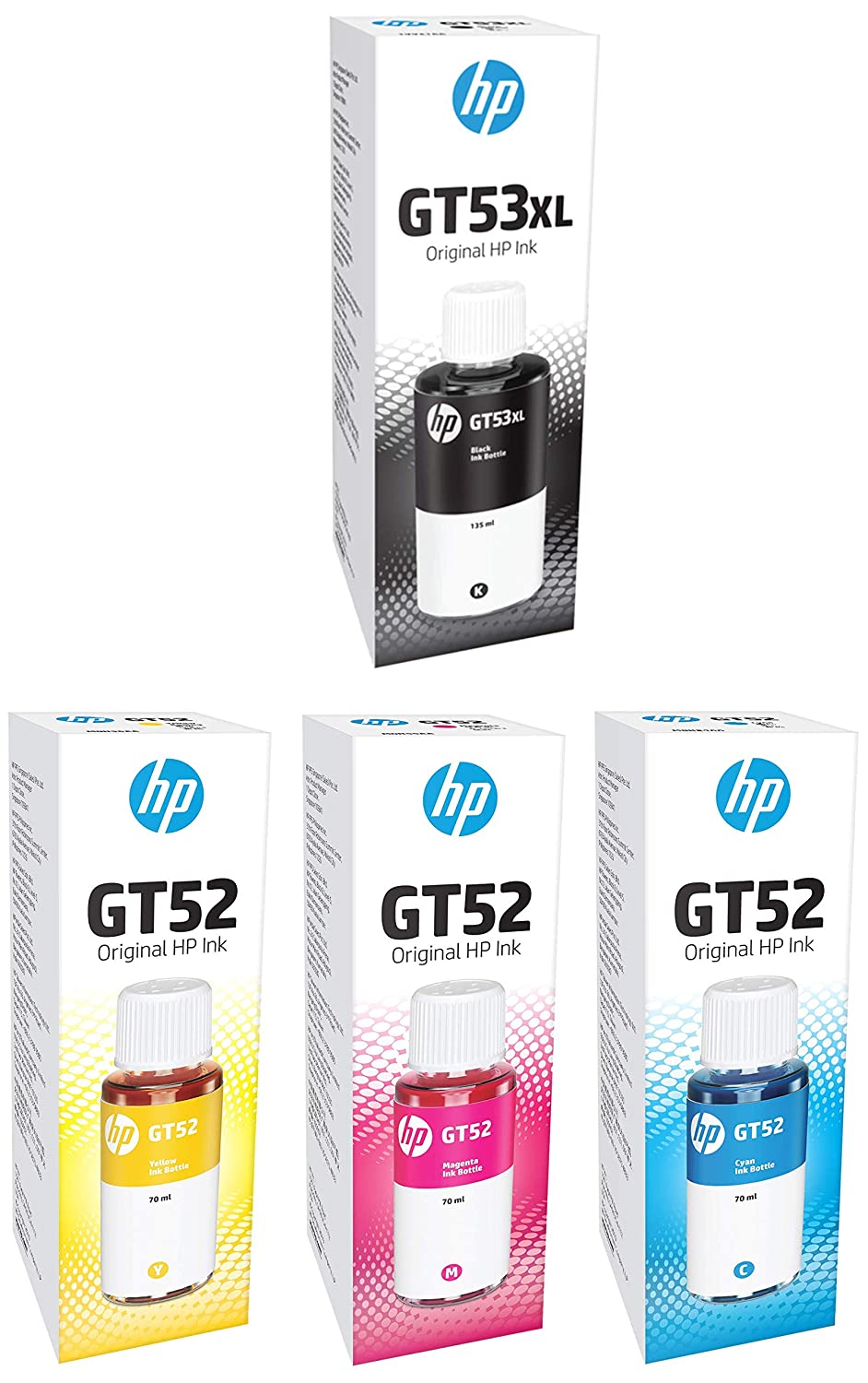 Hp Gt 53 / 51 & Gt 52 Complete Set HP GT-53 GT-52 INK BOTTLE SET(1X4 ...