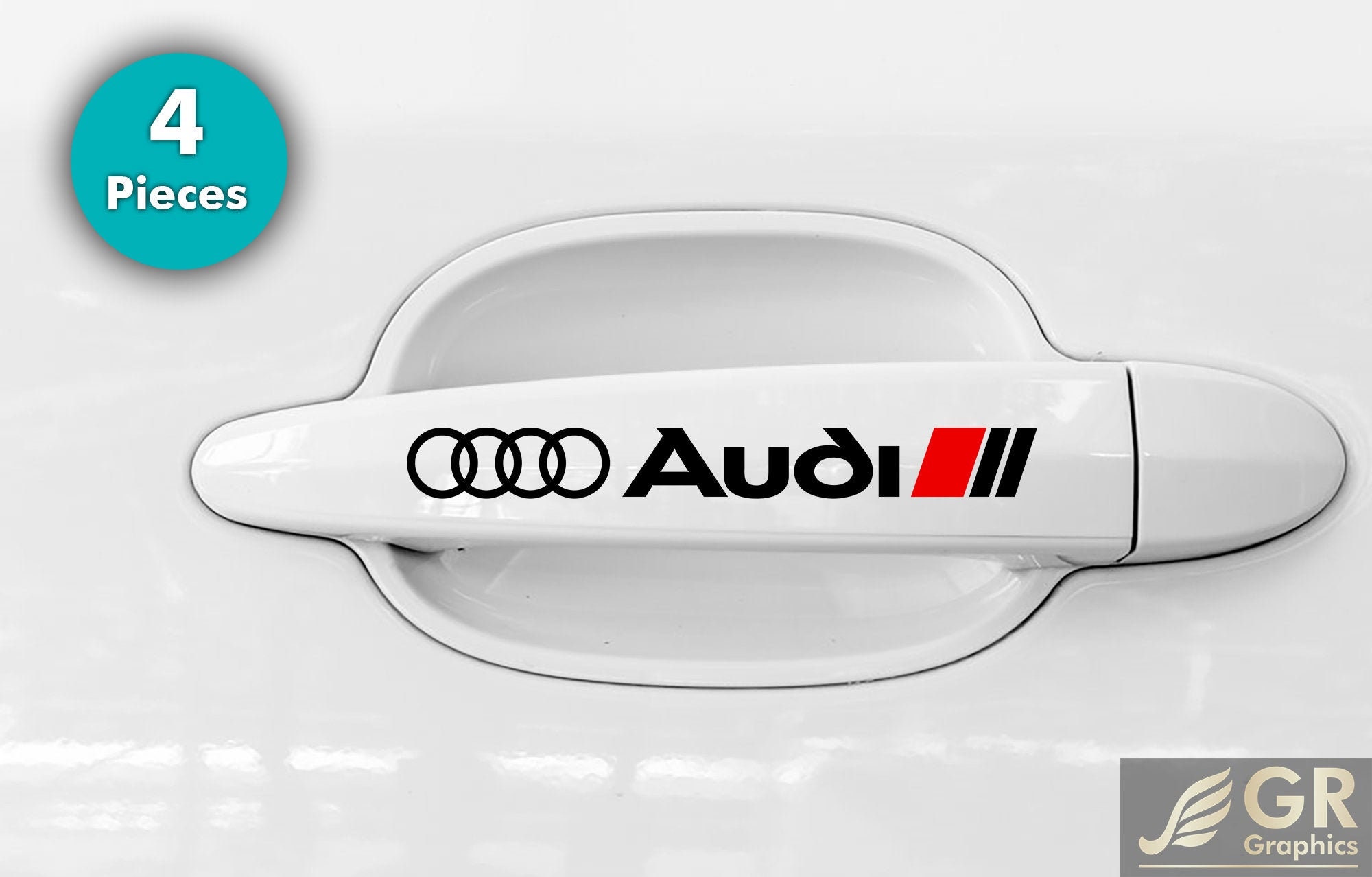 AUDI x4 Decal Sticker Door Handle Racing Sport S Line QUATTRO Emblem ...
