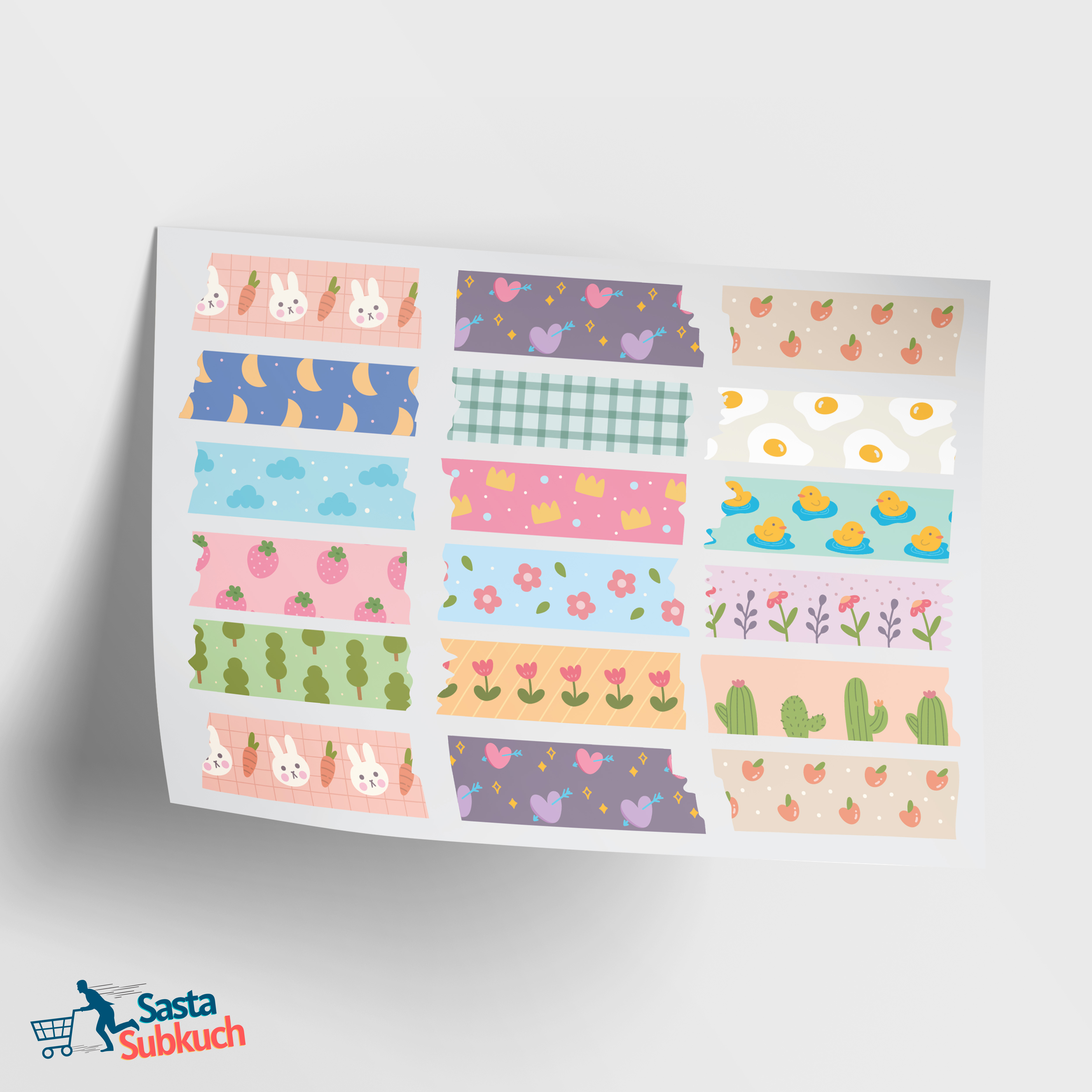 Cute Kawaii Washi Tape Mini Sticker Journaling Sticker Uncut Sticker ...