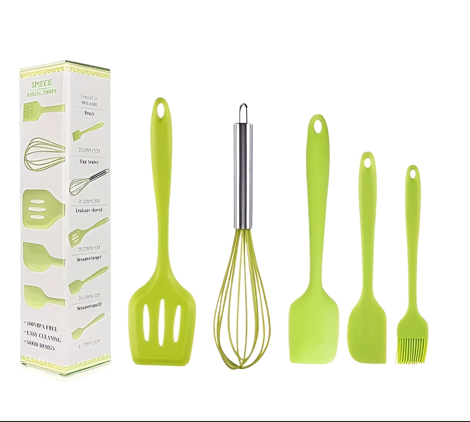 Imported 🇨🇳 Pack of 5 Silica Gel Kitchen Utensils Set with Box Packing ...