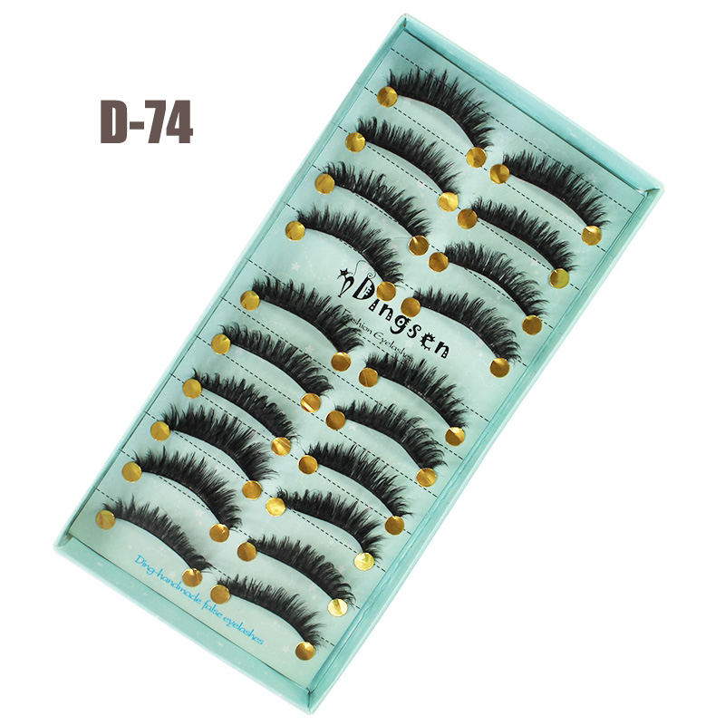 QC HQ 10 Pairs with glue set natural makeup False Eyelashes One piece ...