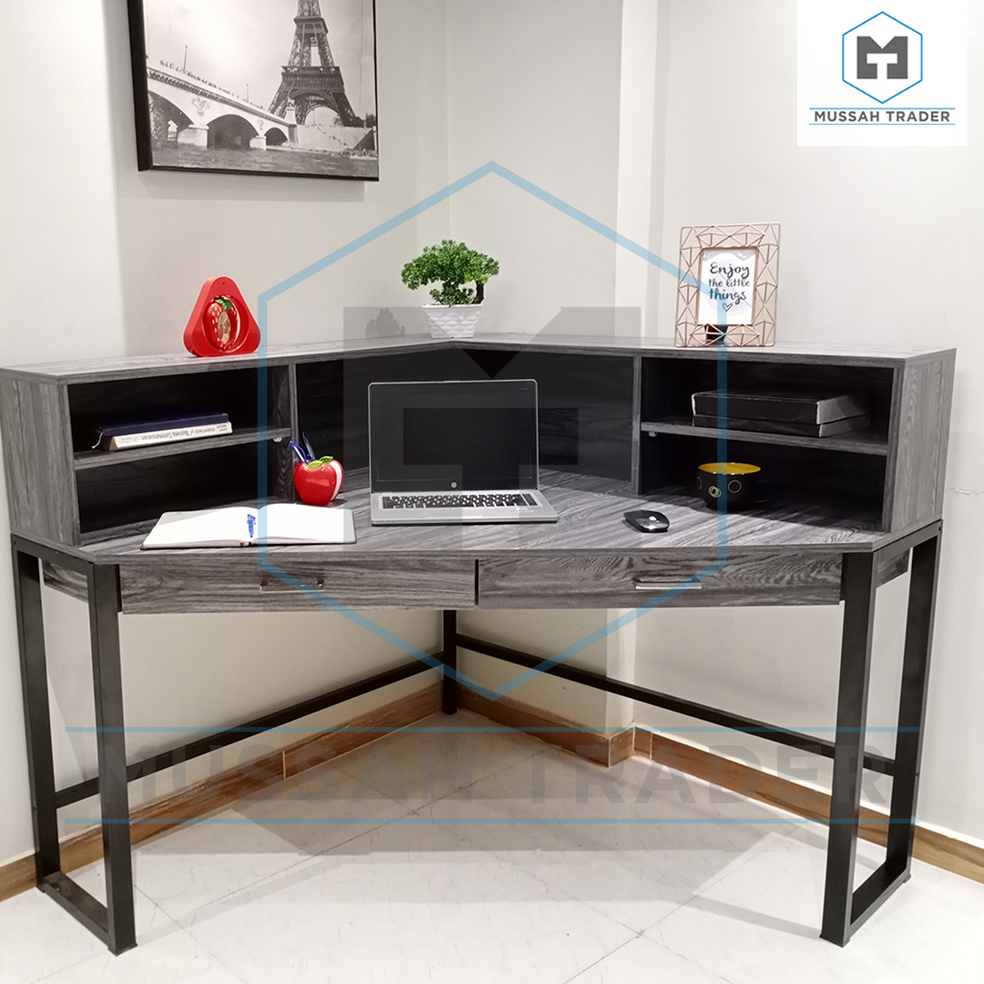 V-Shaped Wooden Computer Table - Corner Desk for Home Office and Study ...