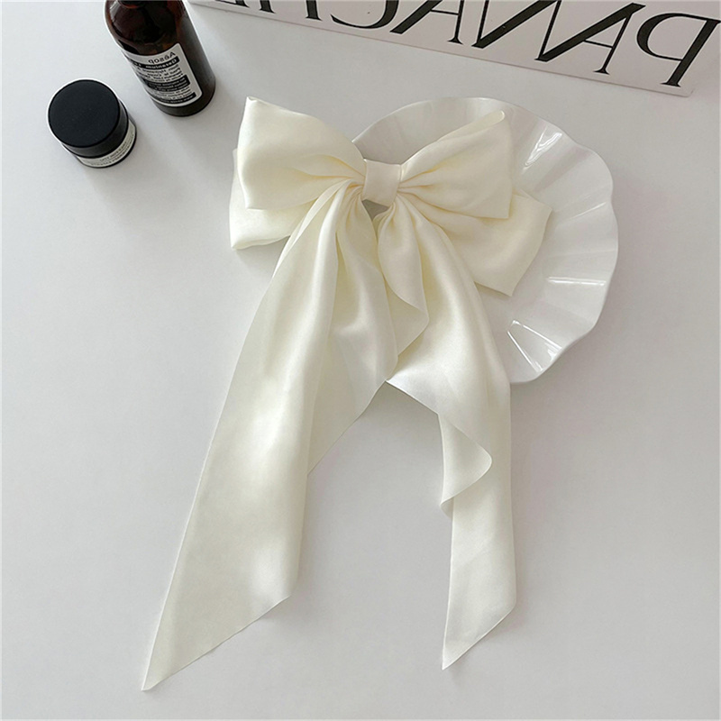 Elegant Bow Ribbon Hair Clip Fashion Solid Satin Spring Clip Hair Pin ...