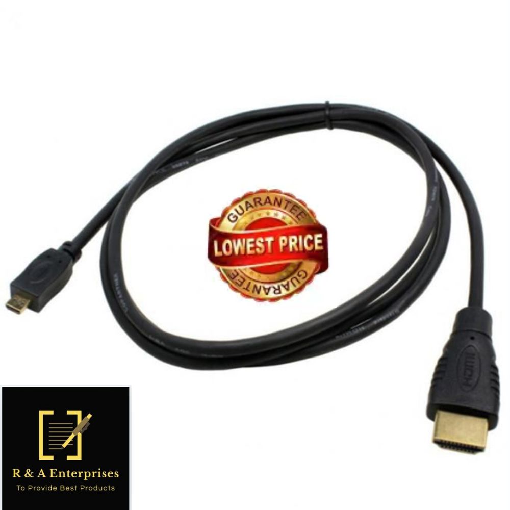 Micro HDMI to HDMI 1080p Cable TV AV Adapter 1.8m Mobile Phones Tablets ...