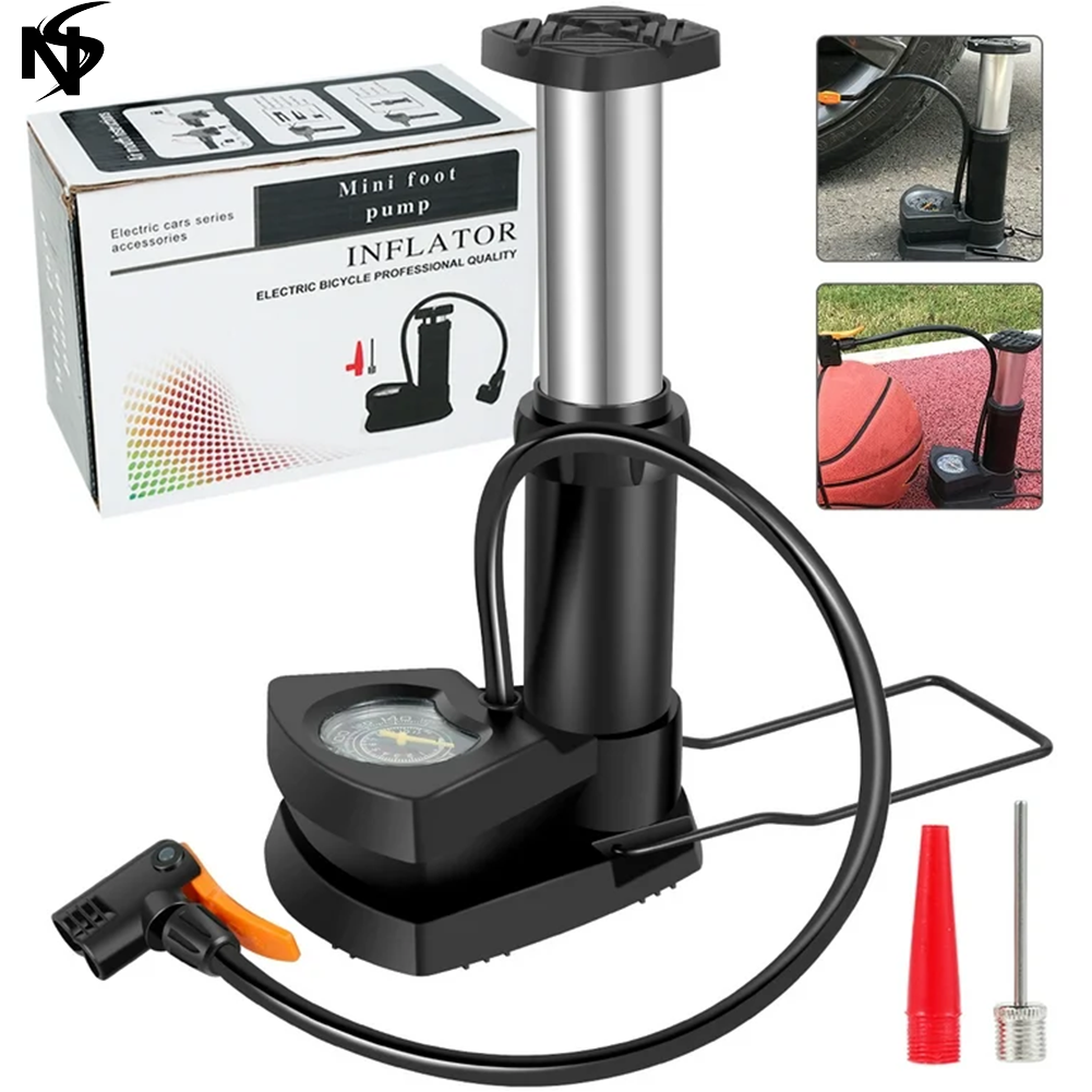 Bicycle Pump Mini Bike Foot Pressure Air Pump with Pressure Gauge for ...