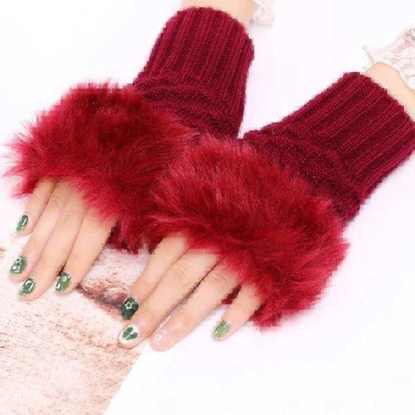 Soft & Warm Faux Rabbit Fur Gloves for Women | Fingerless Winter ...