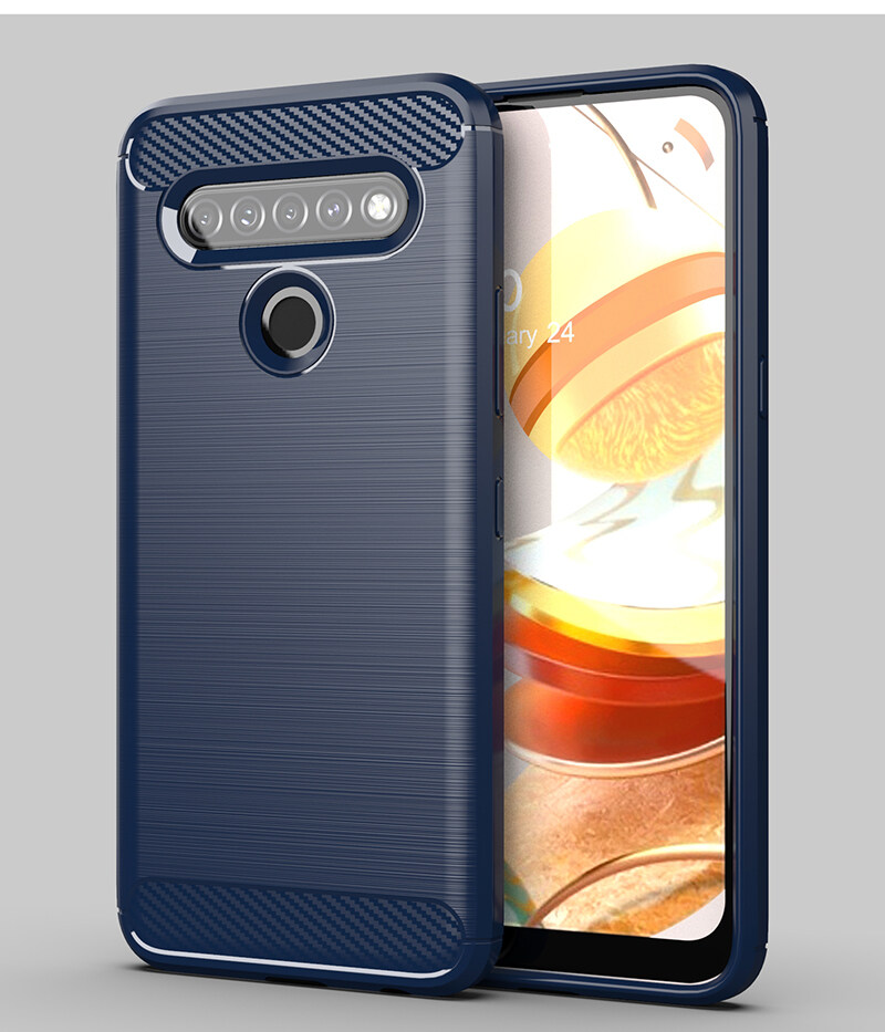 lthmy for LG K61 Case Carbon Fiber TPU Soft Silicone Back Cover Armor Phone Case Casing | Daraz.pk