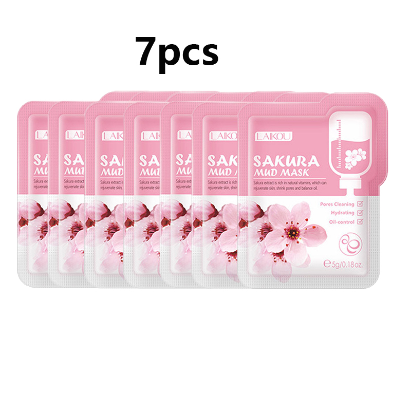 7pcs Japan Sakura Mud Face Mask Deep Cleansing Remove Blackheads Oil ...