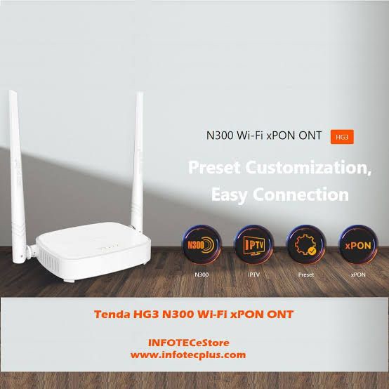 Tenda HG3 N300 Wi-Fi xPON ONT Router, Xpon fiber router, xpon fiber router tenda, Gpon fiber ...