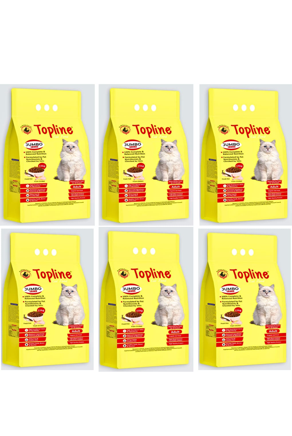 Topline Cat Food (6 Pack) Chicken and Fish flavour For Adult High ...