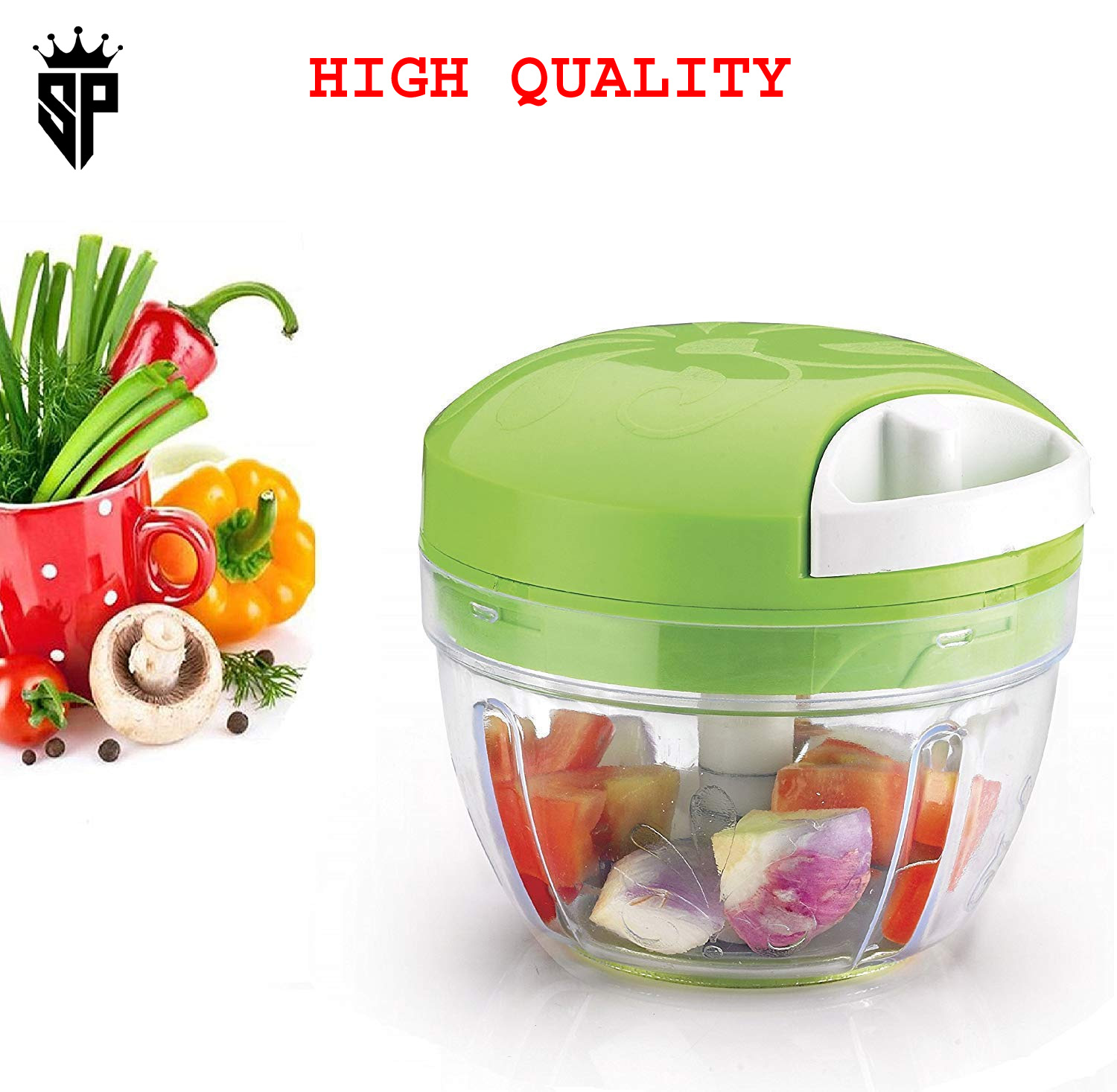 SP Dealz Easy Spin Quick Cutter - Vegetable Fruit Nut Onion Chopper ...