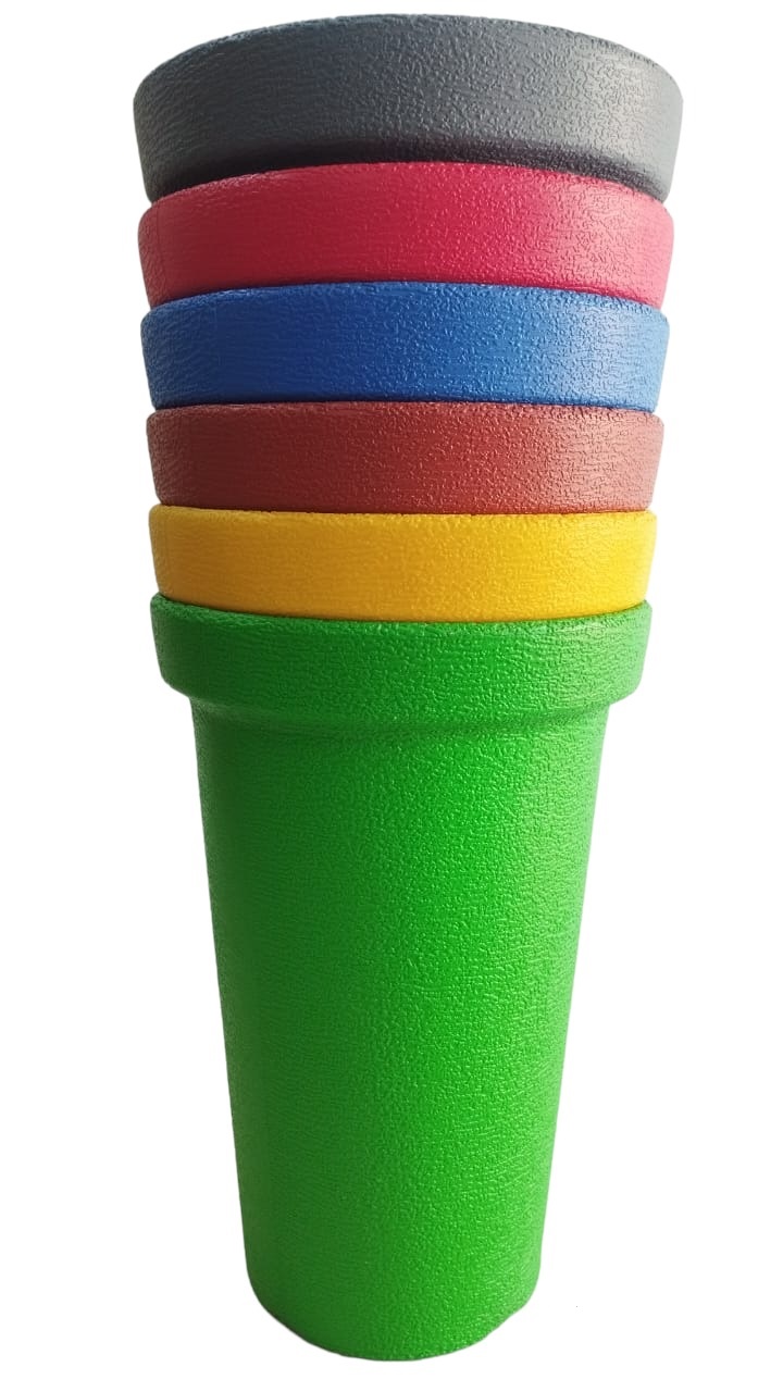 Pack of 6 Colorful Corner Plastic Pots For Flowers & Plants | HDPE ...