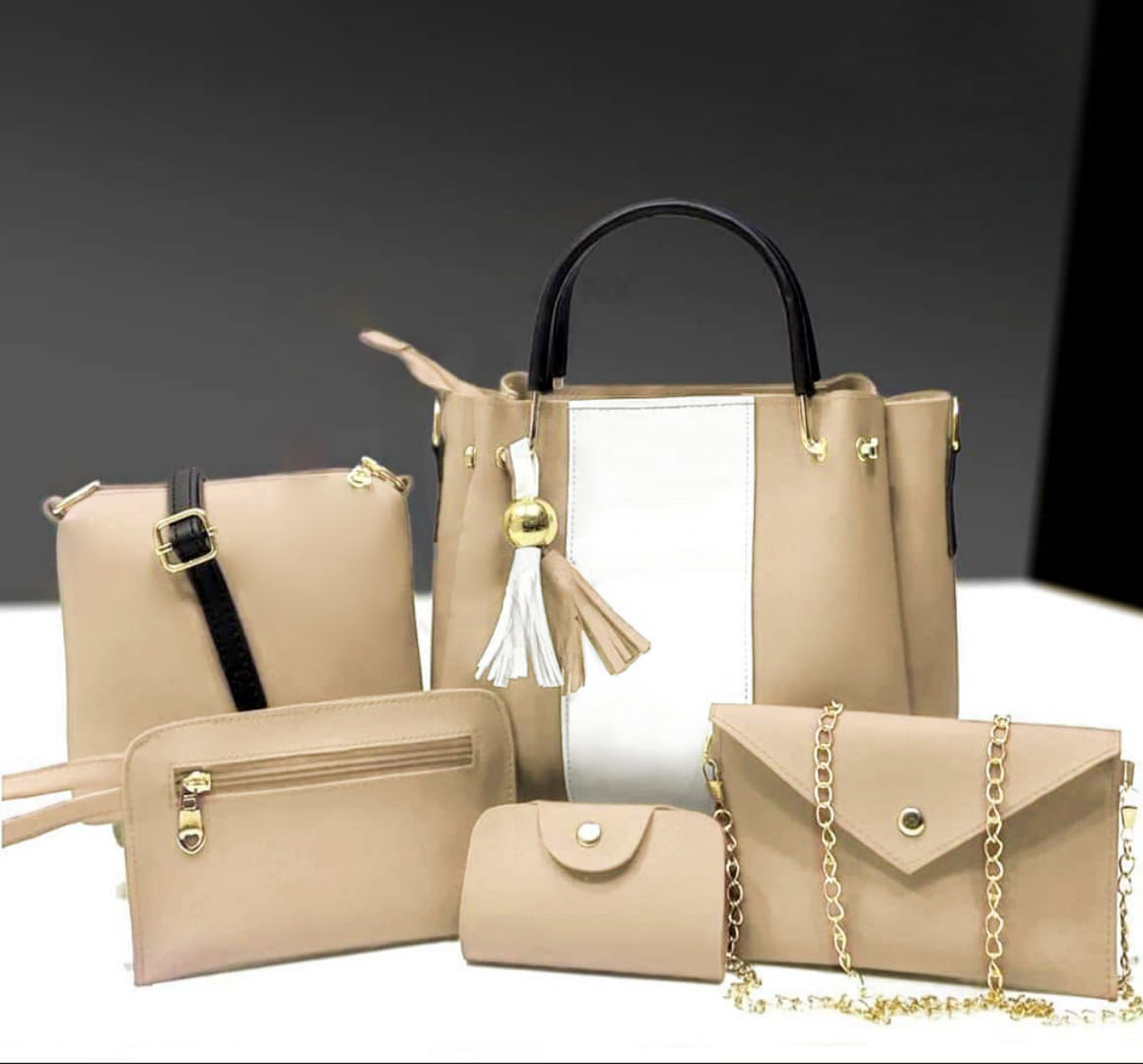 Hand bags for girls pack of 5 piece set with long strap | Daraz.pk